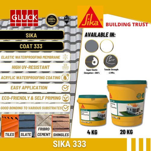 SIKA SikaCoat®-333 Cool 4KG / 20KG WATERPROOFING Elastic and self ...