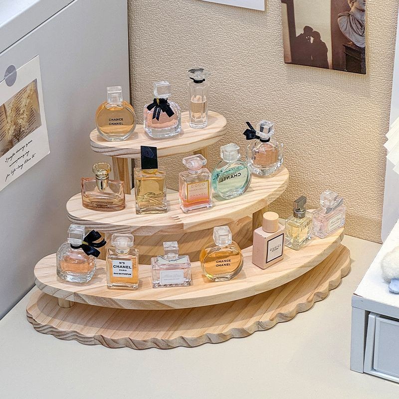 Desktop Corner Fan-Shaped Hand-Made Display Stand Ladder Cosmetic ...