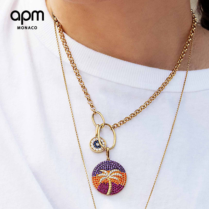 APM Monaco Tropical Colorful Palm Tree Necklace Accessories Original ...