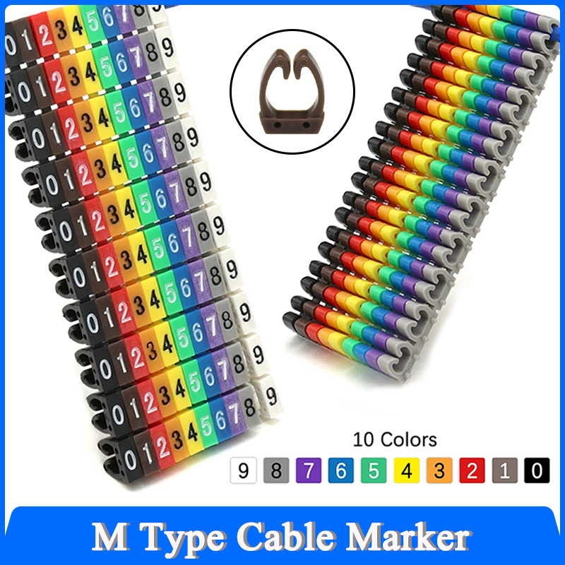 100/150pcs M Type Digital Number Tag Label Tube Colored Wire Numbering ...