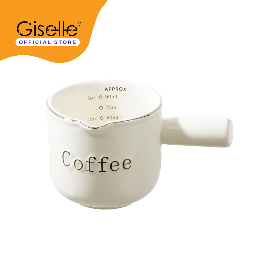 Giselle 90ml Ceramic Espresso Measuring Cup with Scale Coffee Shot Jug ...