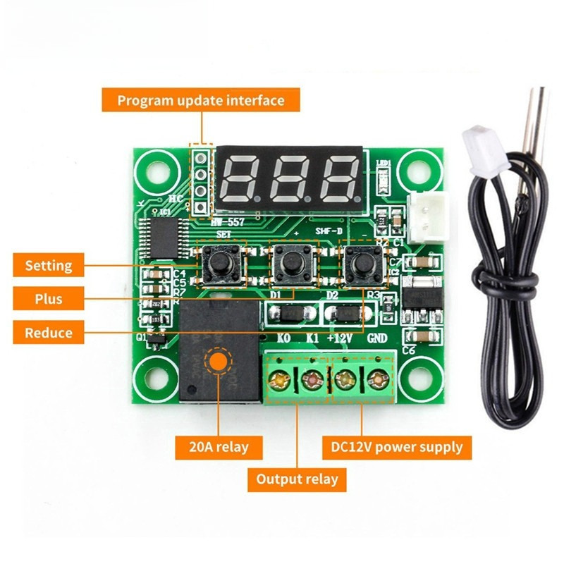 W1209 DC 12V LED Digital Thermostat Temperature Control Thermometer ...
