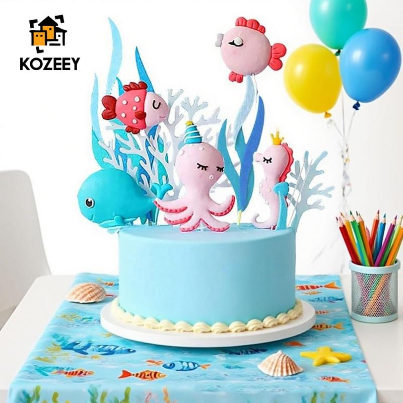 KOZEEY 12Pcs Sea Ocean Cake Topper with Seaweed for Celebrations ...