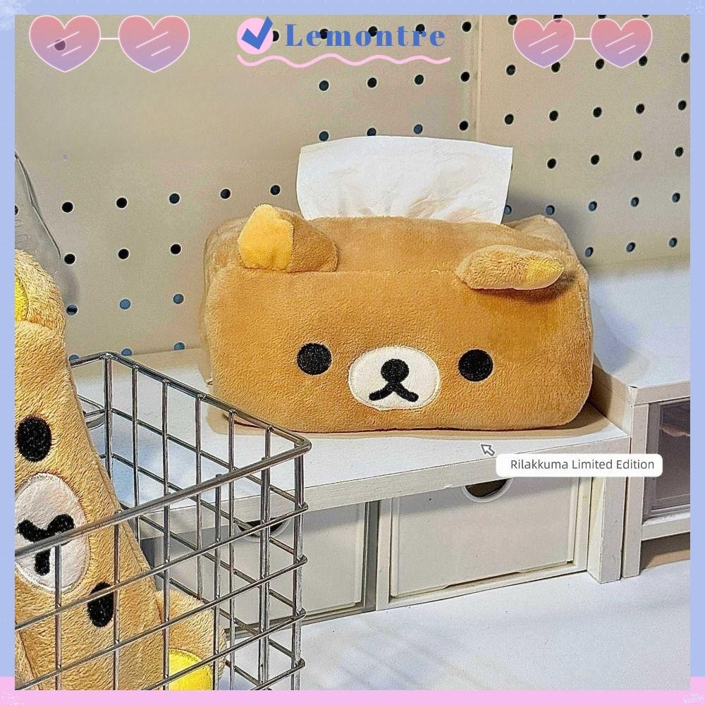 LEMONTRE Tissue Box, Rilakkuma Plush Napkin Holder, Cartoon Gift Large ...