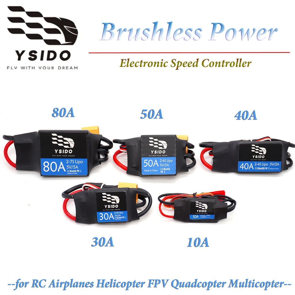 10A 30A 40A 50A 60A 80A Brushless ESC Speed Controller with BEC 2-7S ...