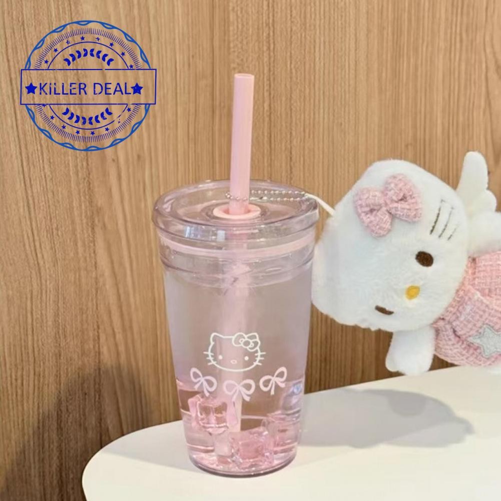 MAELOVE2 Kt Cat Water Cup Hello Kitty Plastic Cup Straw Cup Cup Coffee ...