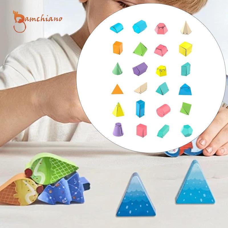 gamchiano 24 Pieces Geometric Shapes 3D Shapes for Preschool School ...