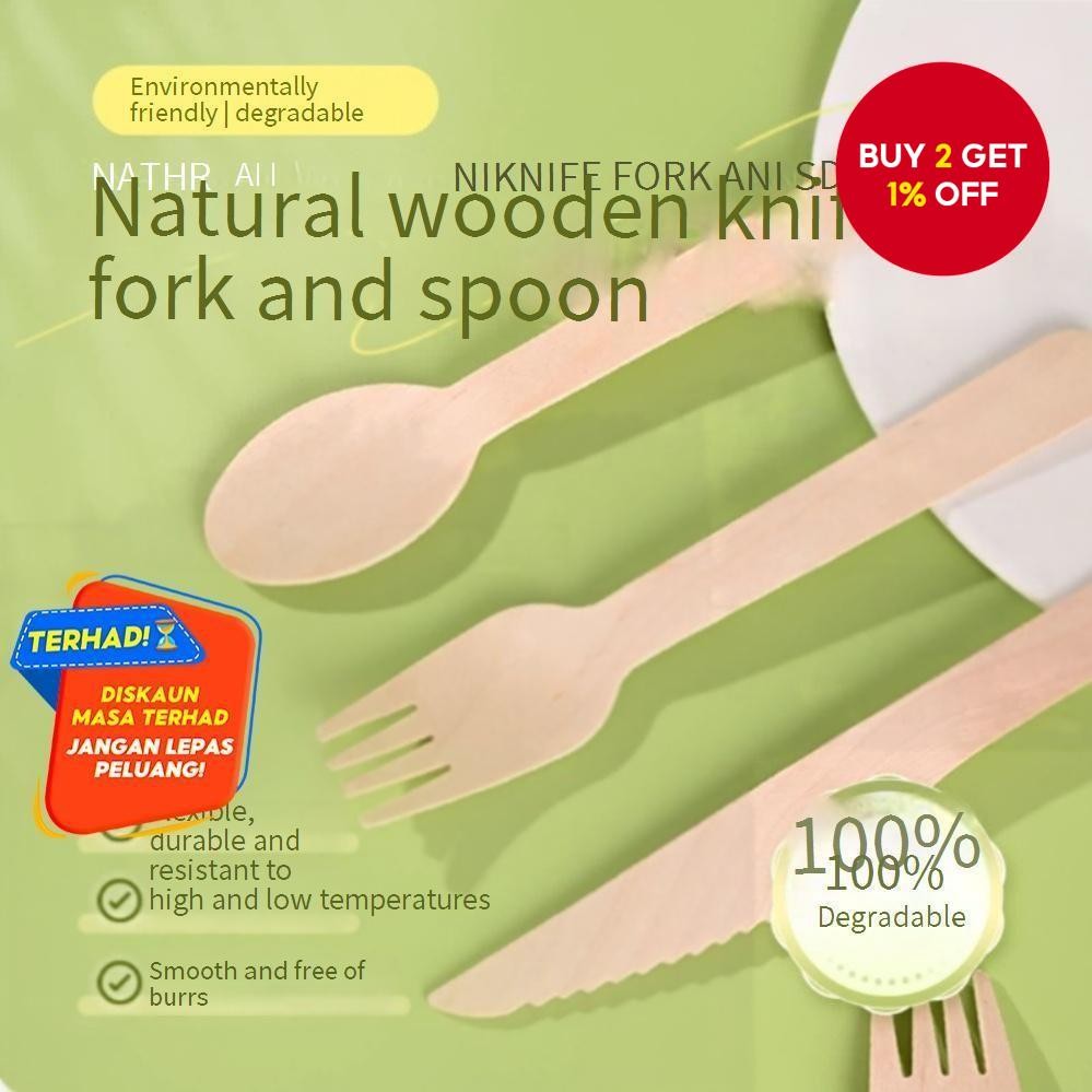 Disposable Wooden Cutlery Set - Spoon, Fork, Knife - Rustic Tableware ...