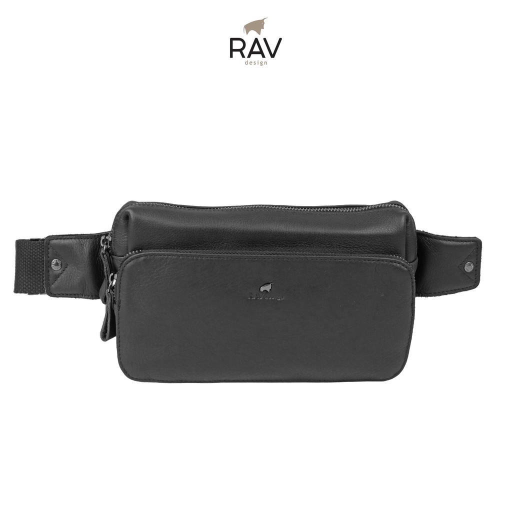 RAV DESIGN Men's Waist Bag / Genuine Leather / Black / RVY545G2 ...