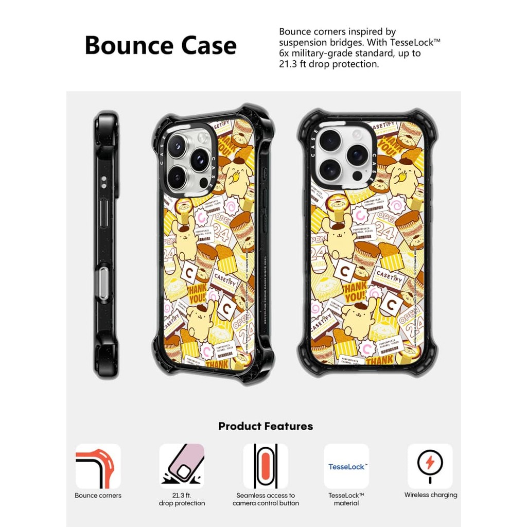 CASECASE X Pompompurin Sticker Case Magnetic suction Hard Acrylic Back ...