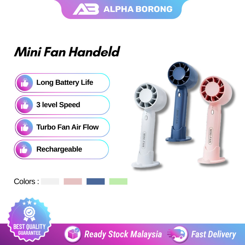 Alpha Borong Mini Fan A68 Rechargeable Handy Fan Portable Cooling ...