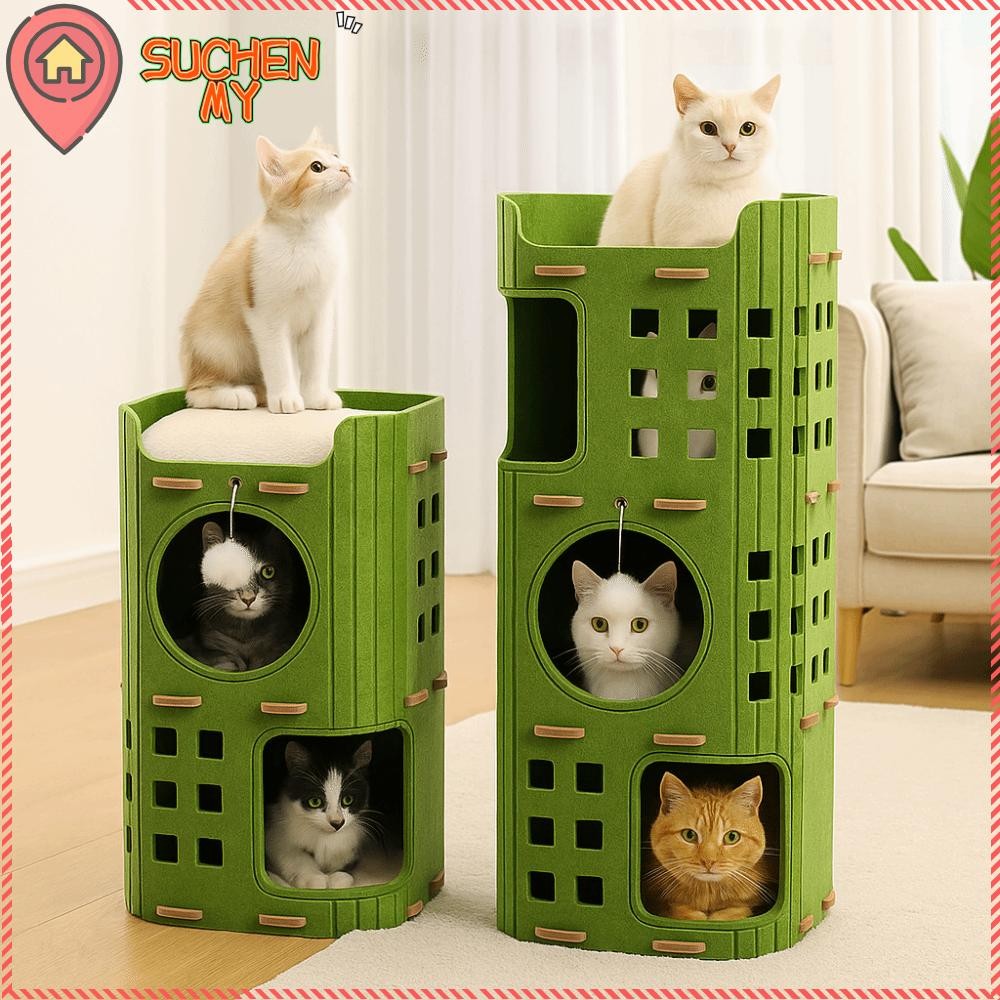 SUCHENMY Cat Castle House, with Holes All-in-one Cat House, Japanese ...