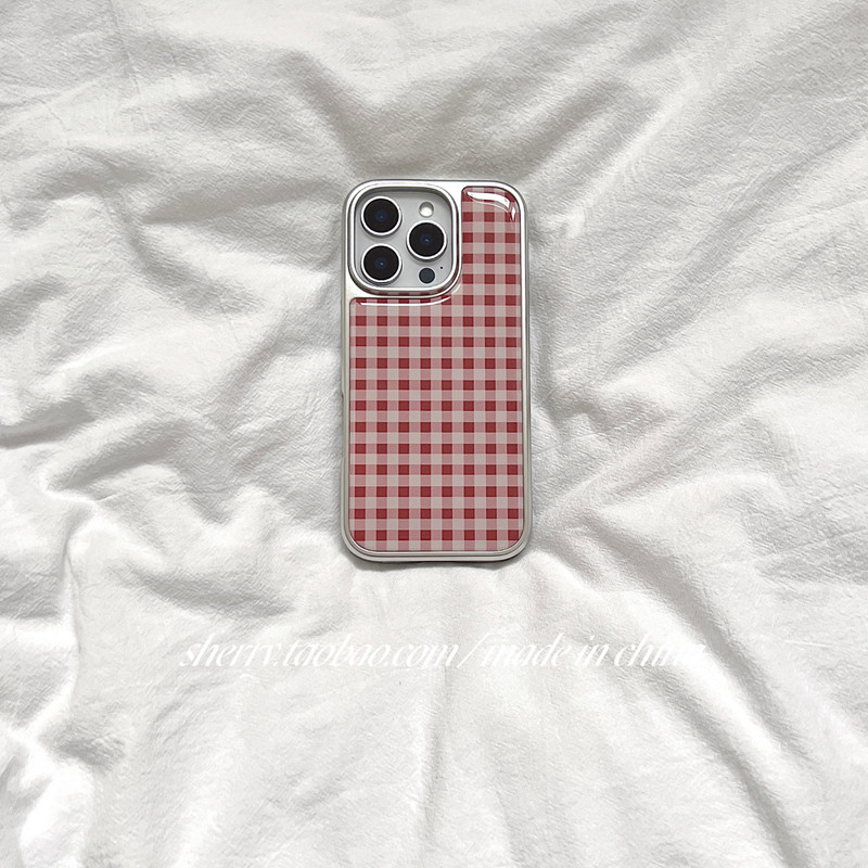 Pink and Yellow Fine Plaid Phone Case Drop-Resistant for iPhone 16 ...