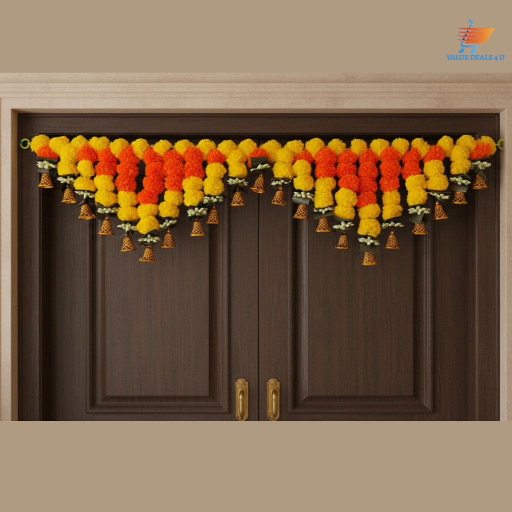 100cm Flower Thoranam with Golden Cones – Traditional Entrance/Wall ...