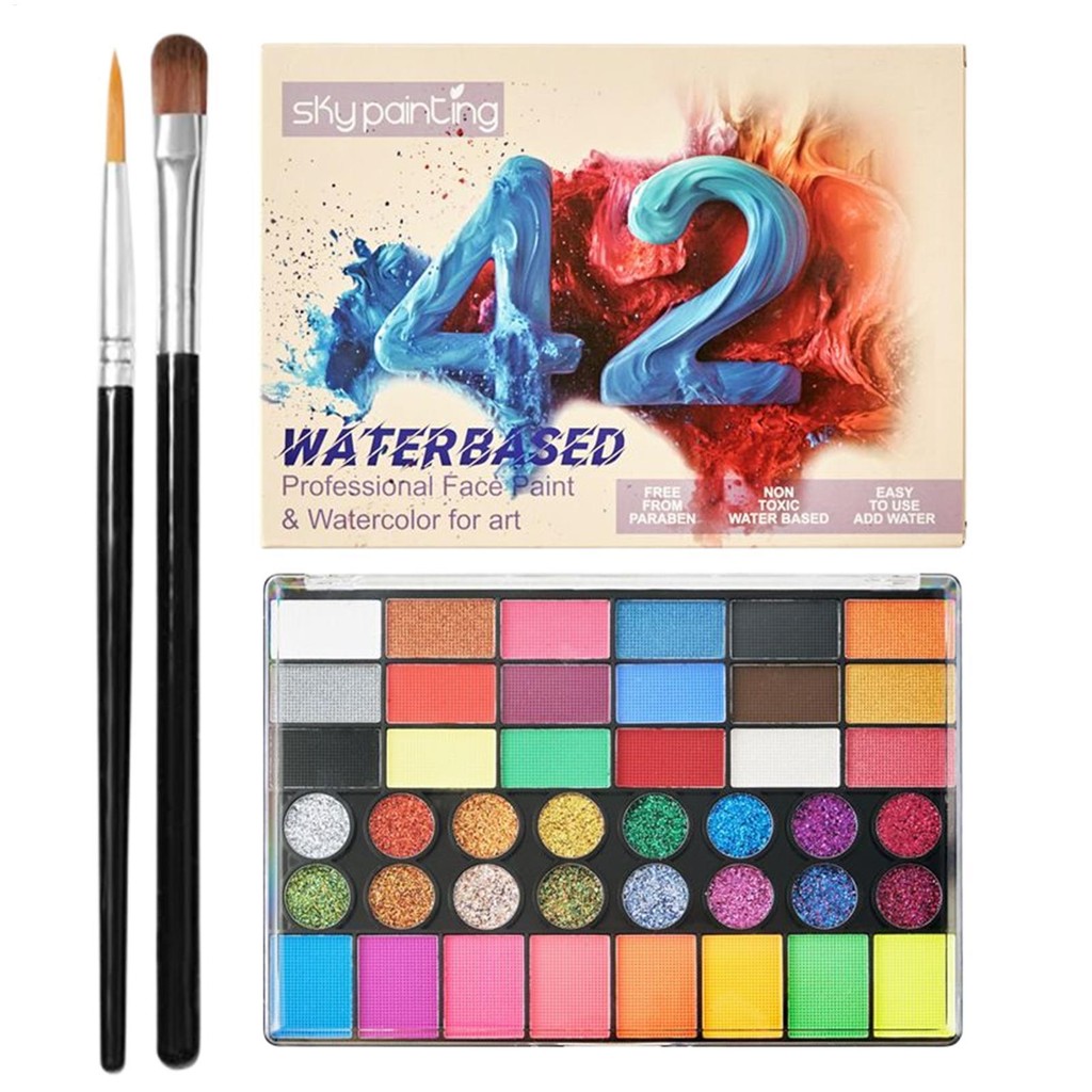 Face Painting Kit for Kids 42 Color Water Activated Facepaint Makeup ...