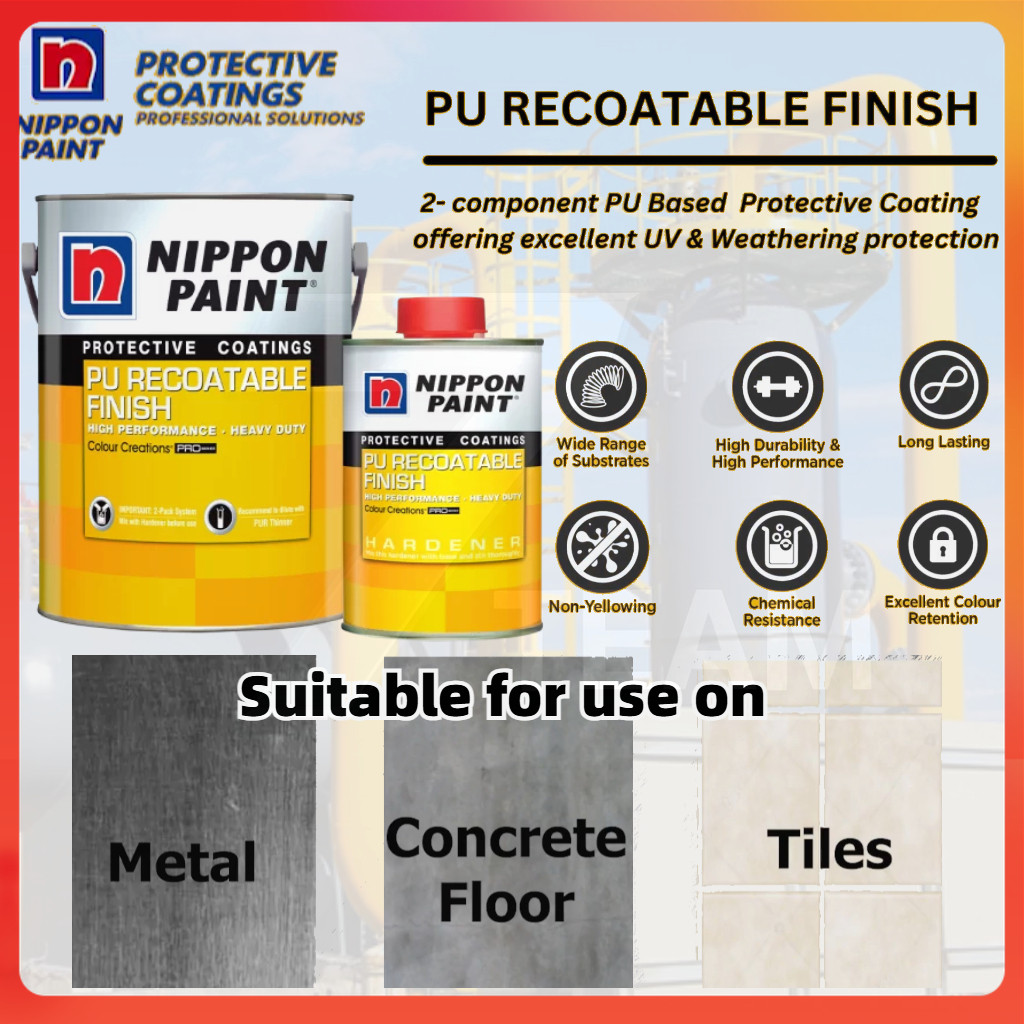 5L Nippon Paint PU Recoatable Finish Epoxy Floor Paint l Cat Lantai ...