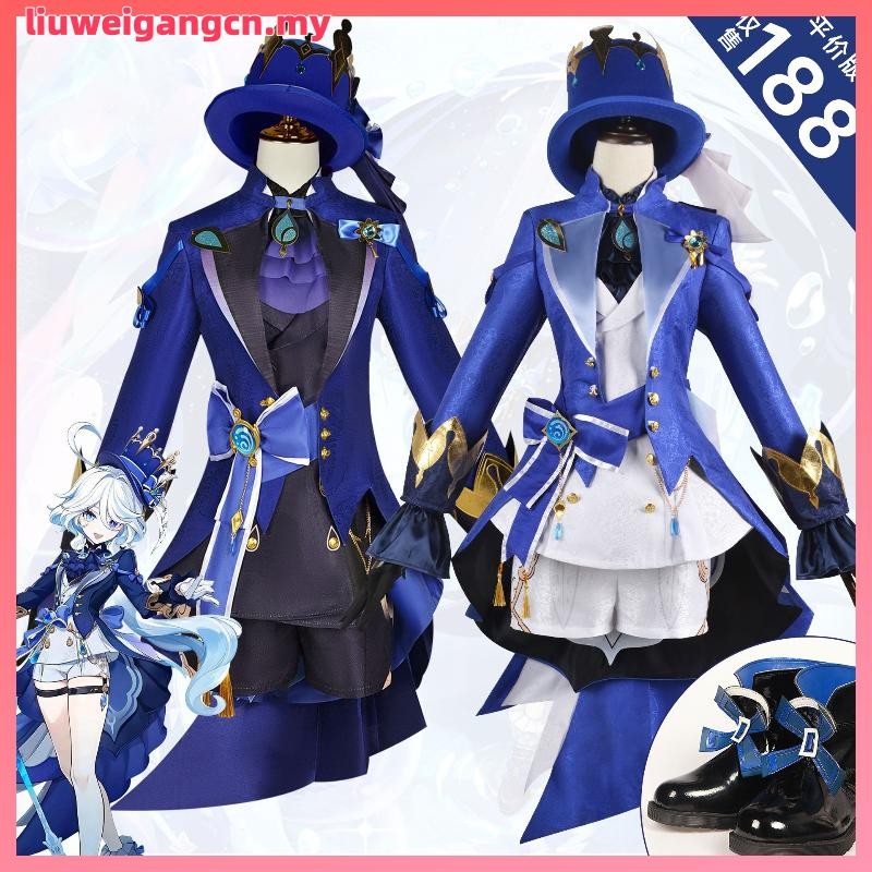 Genshin Impact cos black and white Furina Cosplay Full set of clothing ...