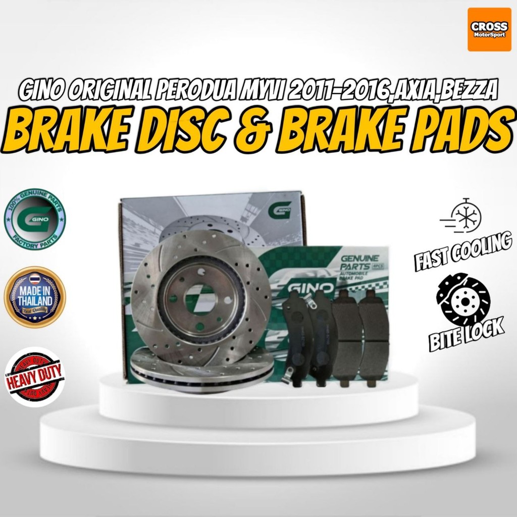 GINO BRAKE PAD DISC & DISC ROTOR FOR PERODUA MYVI 2011-2016, AXIA ...