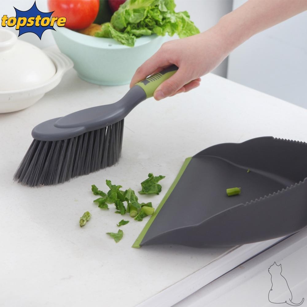 TOPSTORED Mini Brooms Shovel Set, Plastic Grey Sweep Desk Broom, Small ...