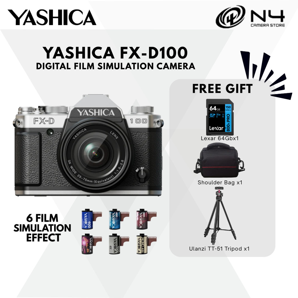 YASHICA FX-D 100 Digital Film Simulation Camera | One Camera Two World With 64GB Card , Shoulder ...