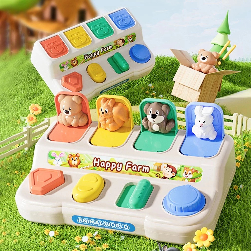 Baby Pop Up Toys Hide and Seek Animal Animal Pop up Switch Box Baby ...