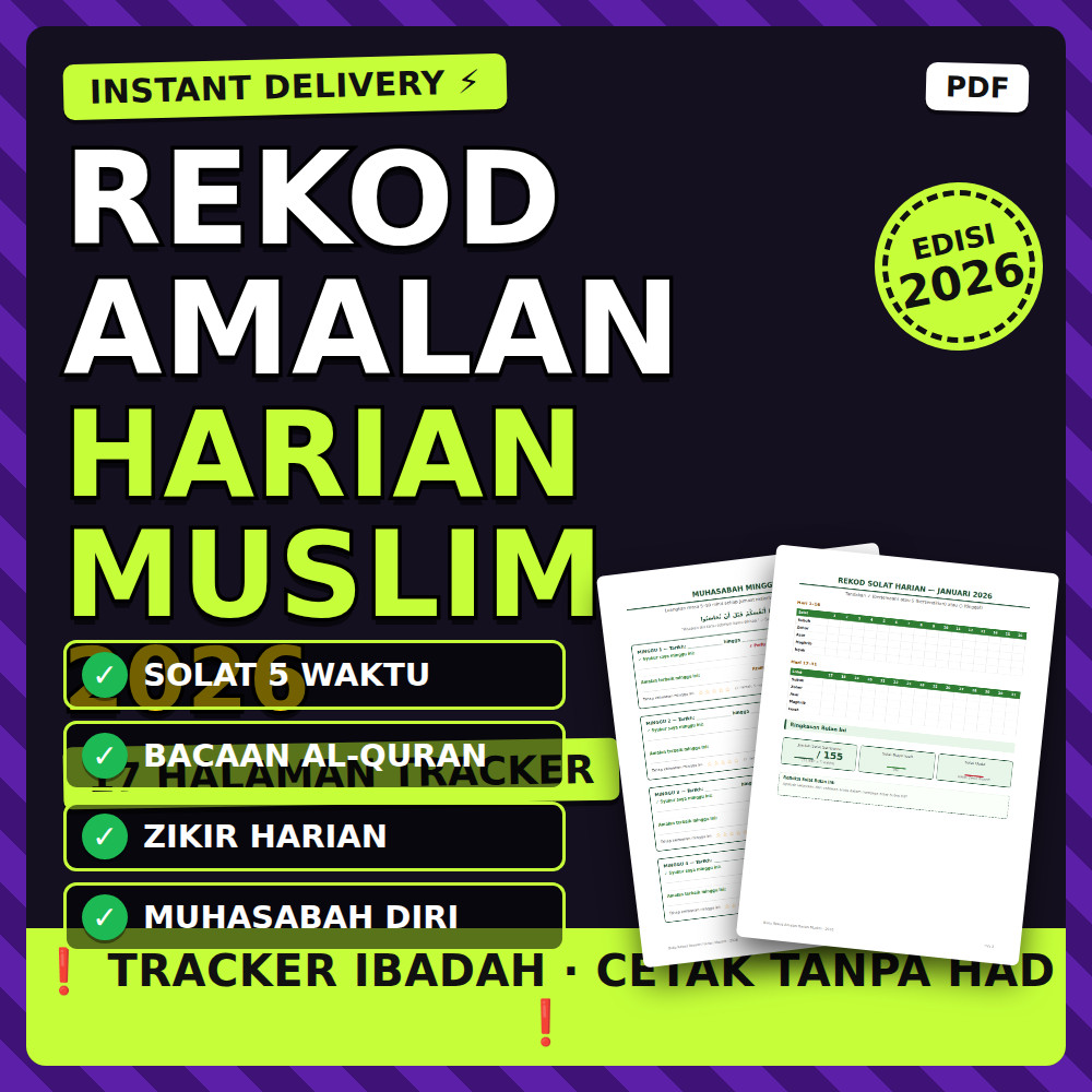 [INSTANT DELIVERY] Tracker Ibadah Harian Muslim 2026 Solat Quran Zikir ...