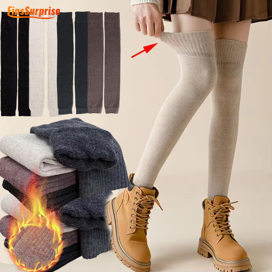 Soft Cotton Knitted Long Leg Cover Knee Socks - Windproof Thermal Weave ...