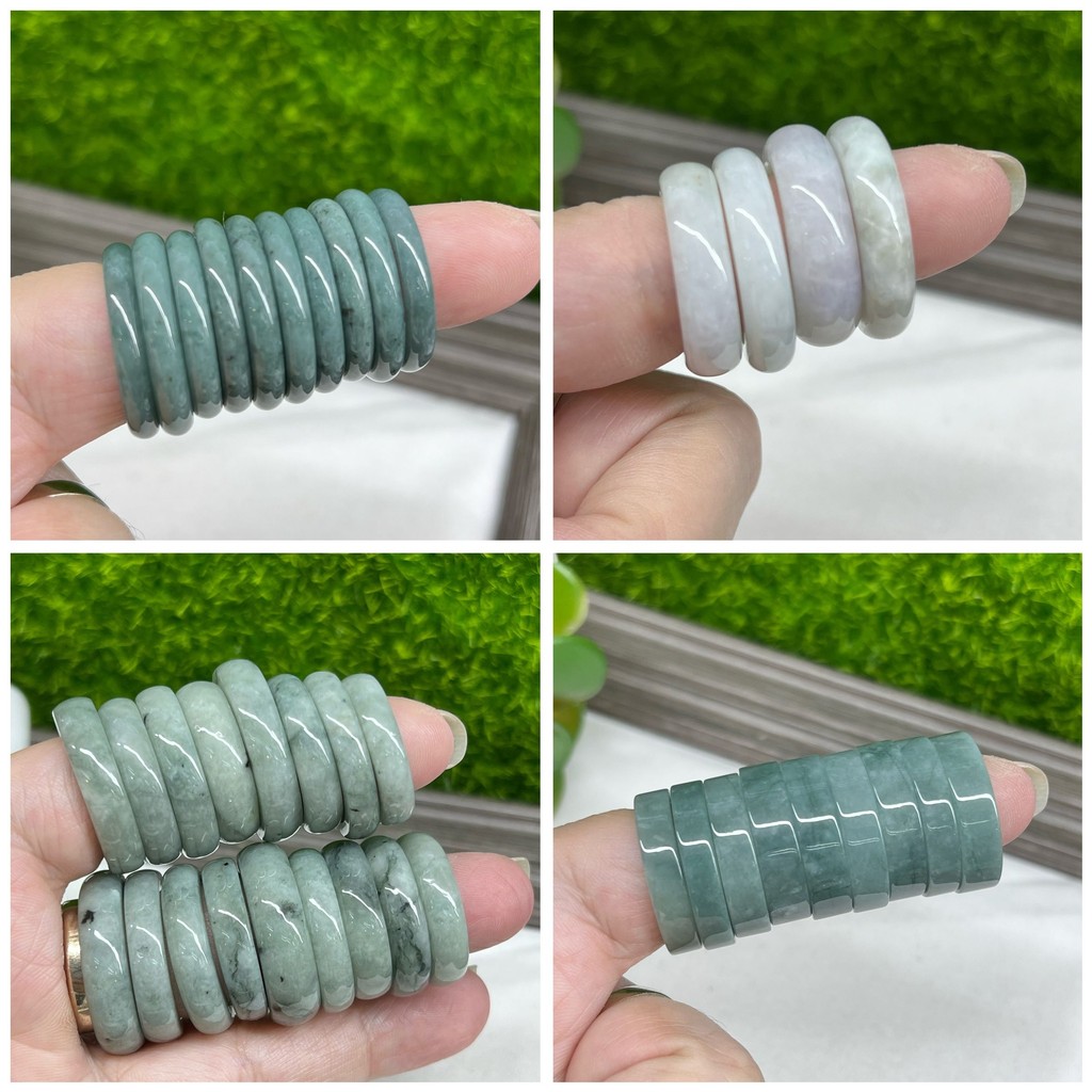 Batu Jed Asli 天然A货翡翠瑕疵各别有纹 不平 矿点 戒圈 一件价Myanmar/ Natural Type A Jadeite ...