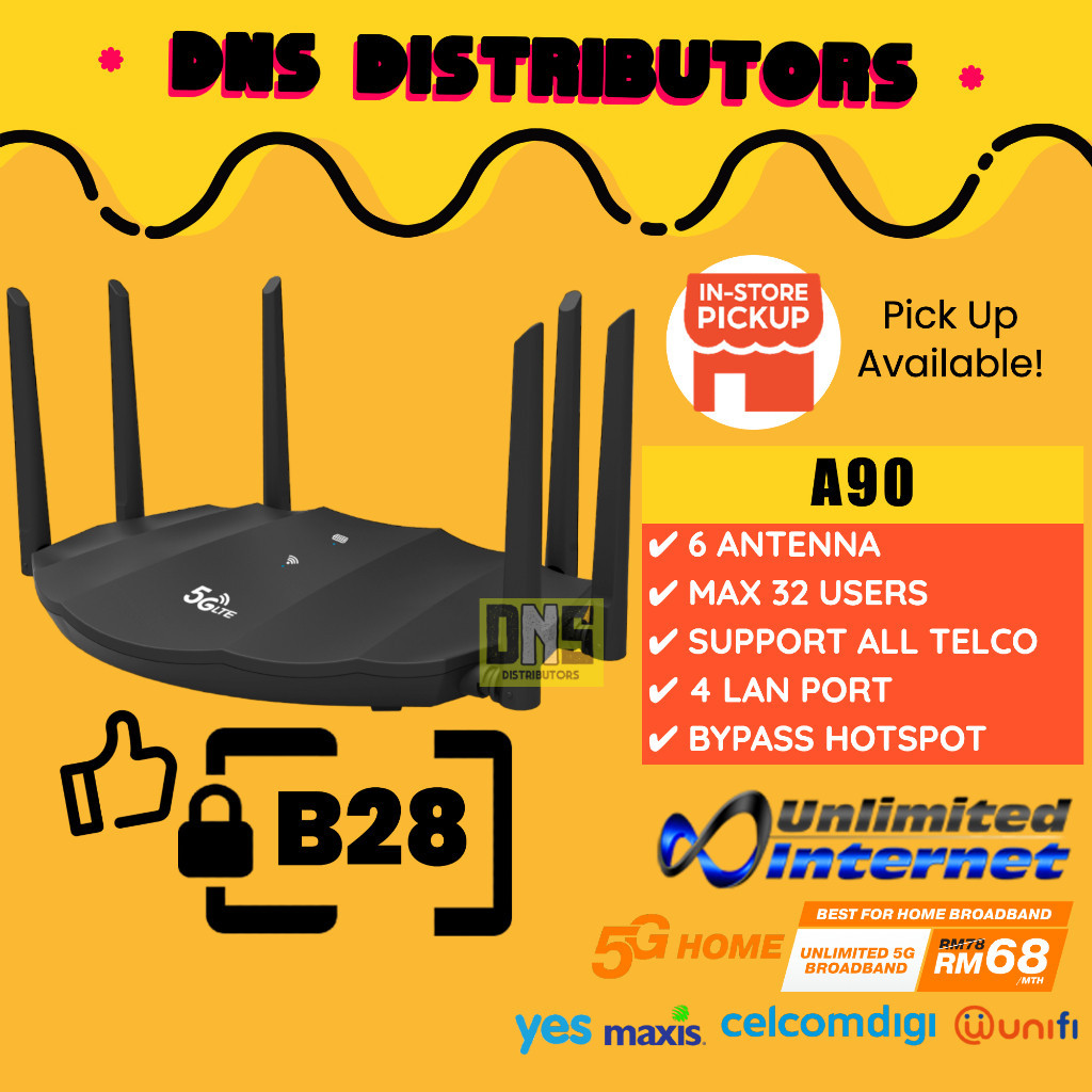 4G LTE MOD Modem Router Rumah SIM Kad A90 Modem Unlimited WiFi Tanpa ...