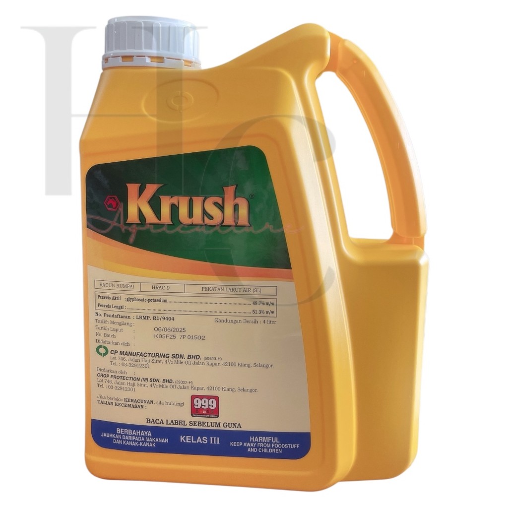 Krush 4Liter Racun Rumpai/glyphosate-potassium 48.7%/pekatan Larut Air ...