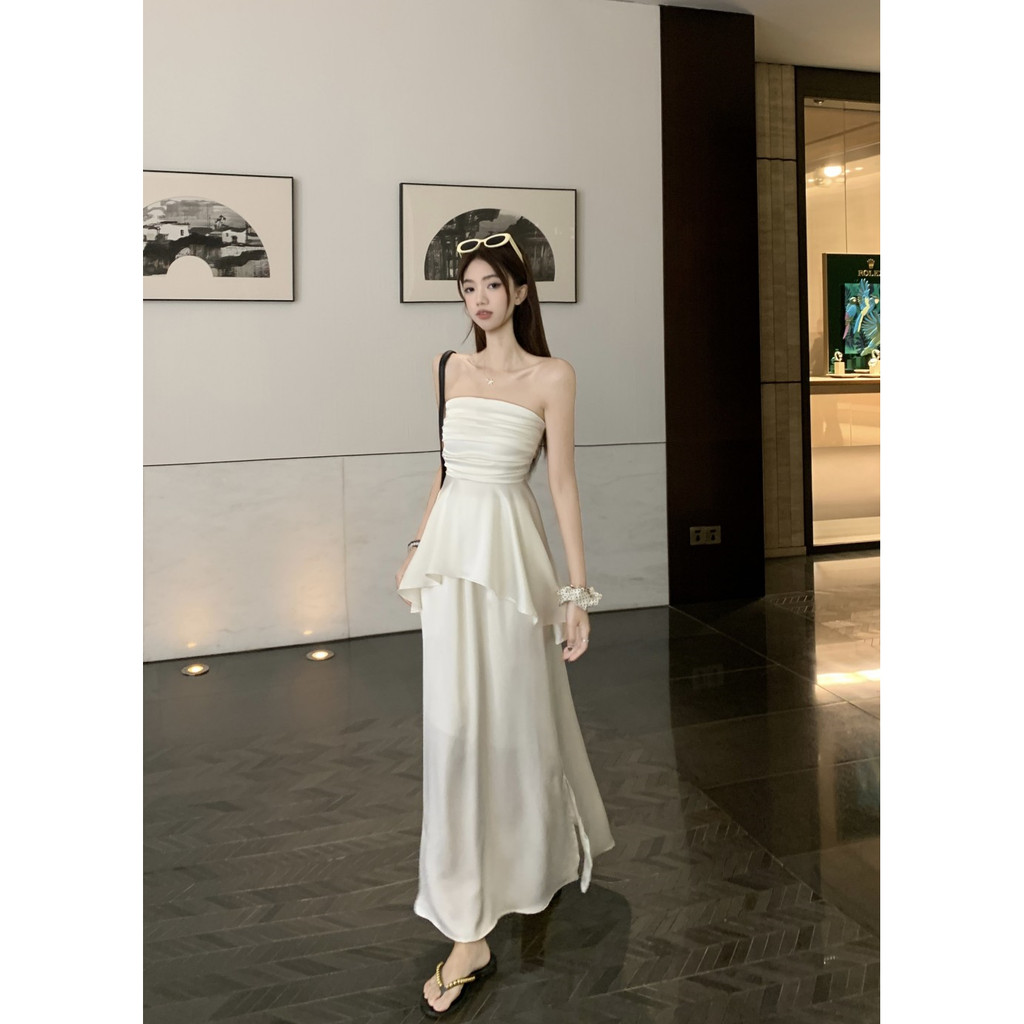 Skirt Satin Suit Real Price Tube Top Wrinkled Waist Narrow Waist ...