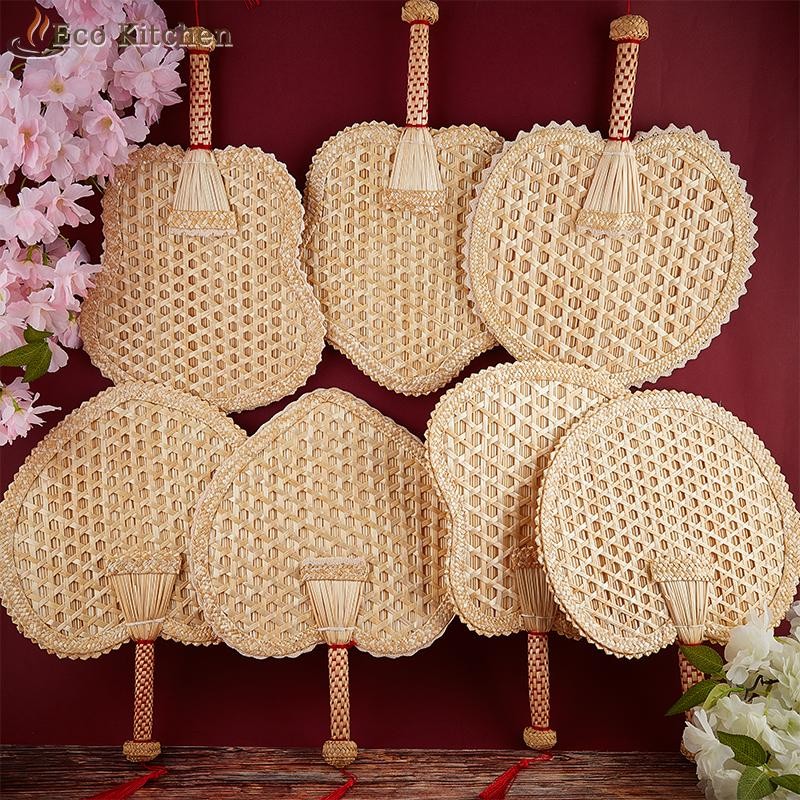 [Eco Kitchen] Hand-Woven Woven Straw Hand Fan Old Summer Natural ...