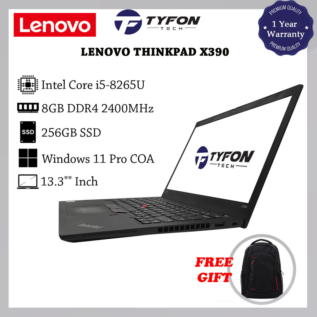 Lenovo ThinkPad X390 i5-8265U 8GB DDR4 RAM 256GB SSD Win 11 Pro Laptop ...
