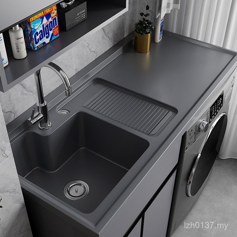 With Washboard Laundry Sink Cabinet Combination Pool Laundry Cabinet Balcony Space Aluminum ...
