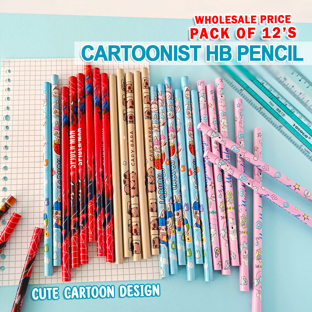 VC Art Cartoon HB Pencil Pack of 12 | Cute Fancy Design | Smooth ...