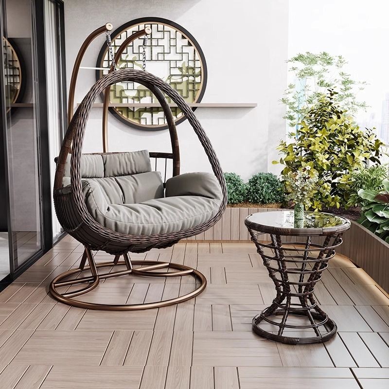 Household Balcony Hanging Chair Courtyard Hanging Basket Rattan Chair ...