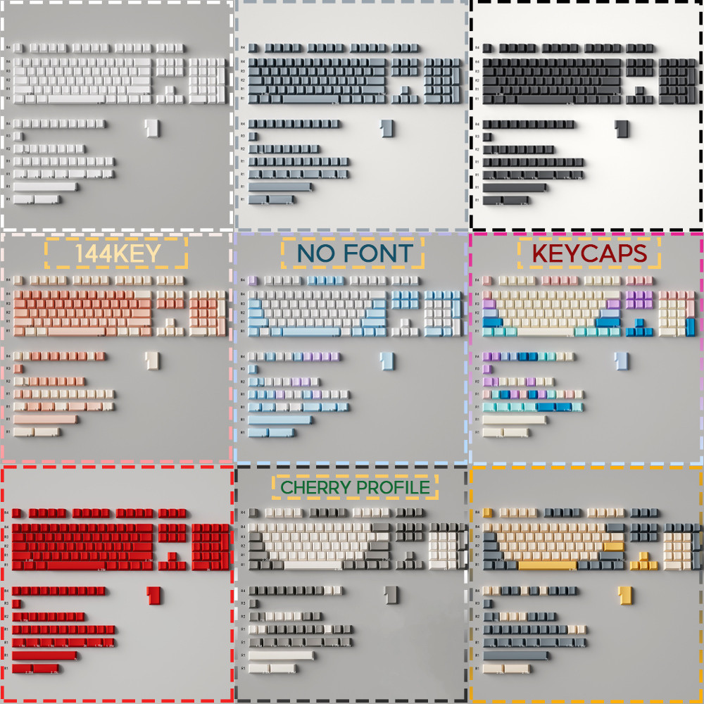 Minimalist No Font Keycaps 144Keys/Set PBT Cherry Profile Custom ...