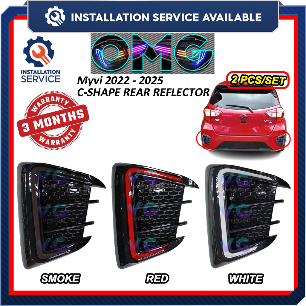 Perodua Myvi fl 2022 - 2025 LED Rear Bumper Reflector - C Shape ...