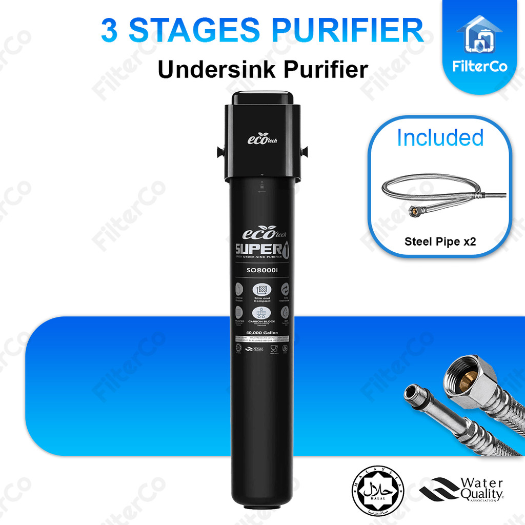 Ecotech 20" Under Sink 3 Stages Water Purifier System SO8000i (Halal ...