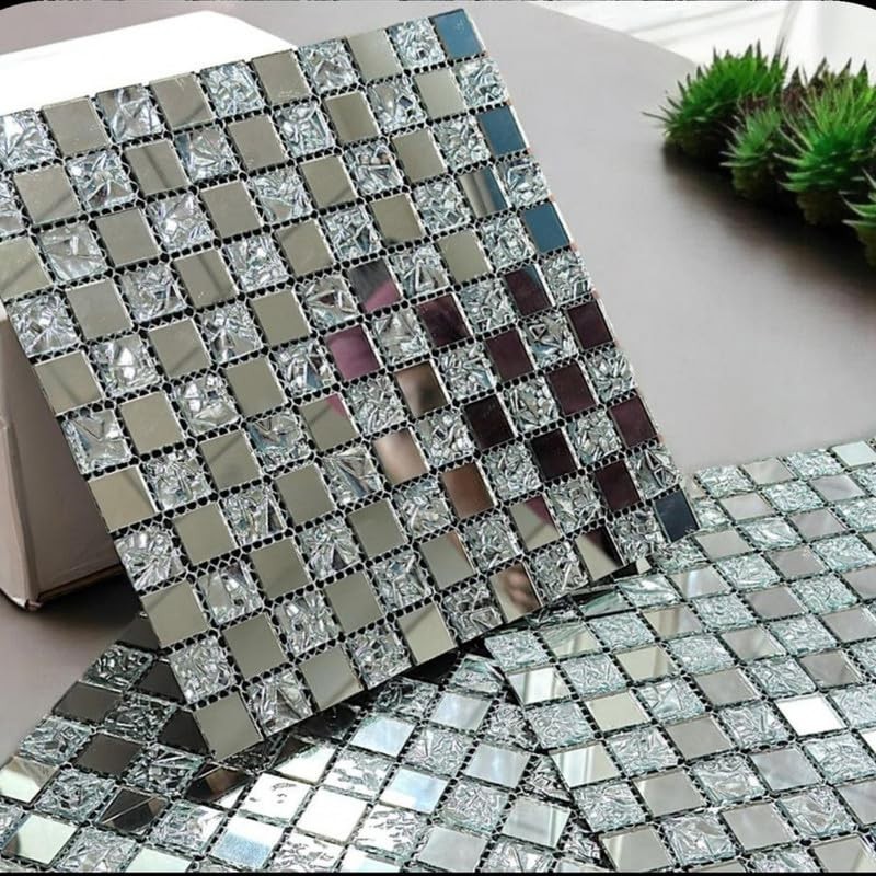 13 Design Anti Calar Real Diamond Mirror Cermin Kaca Decor Aluminium ...