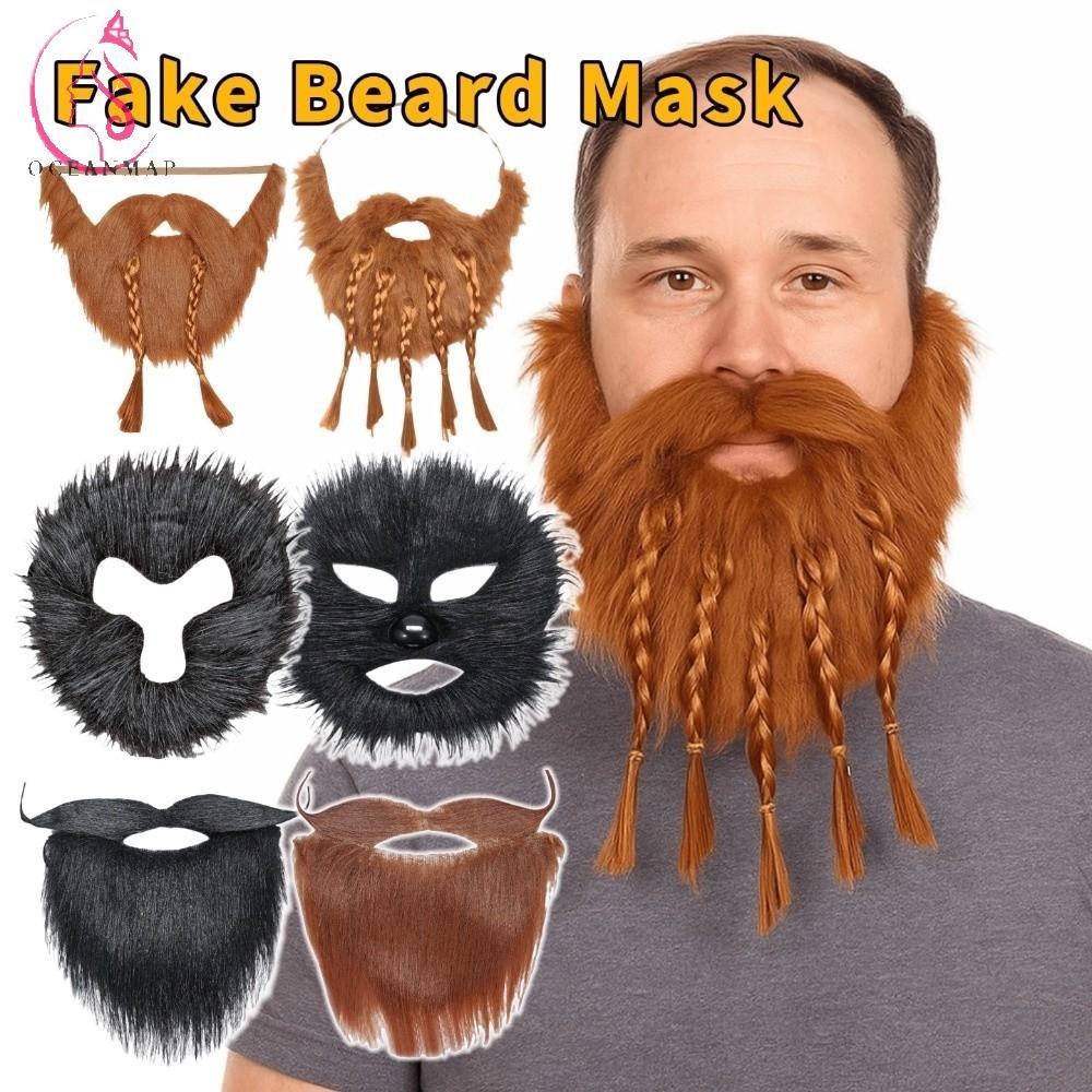 OCEANMAP Realistic Fake Beard, Artificia Funny Halloween Fake Mustache ...