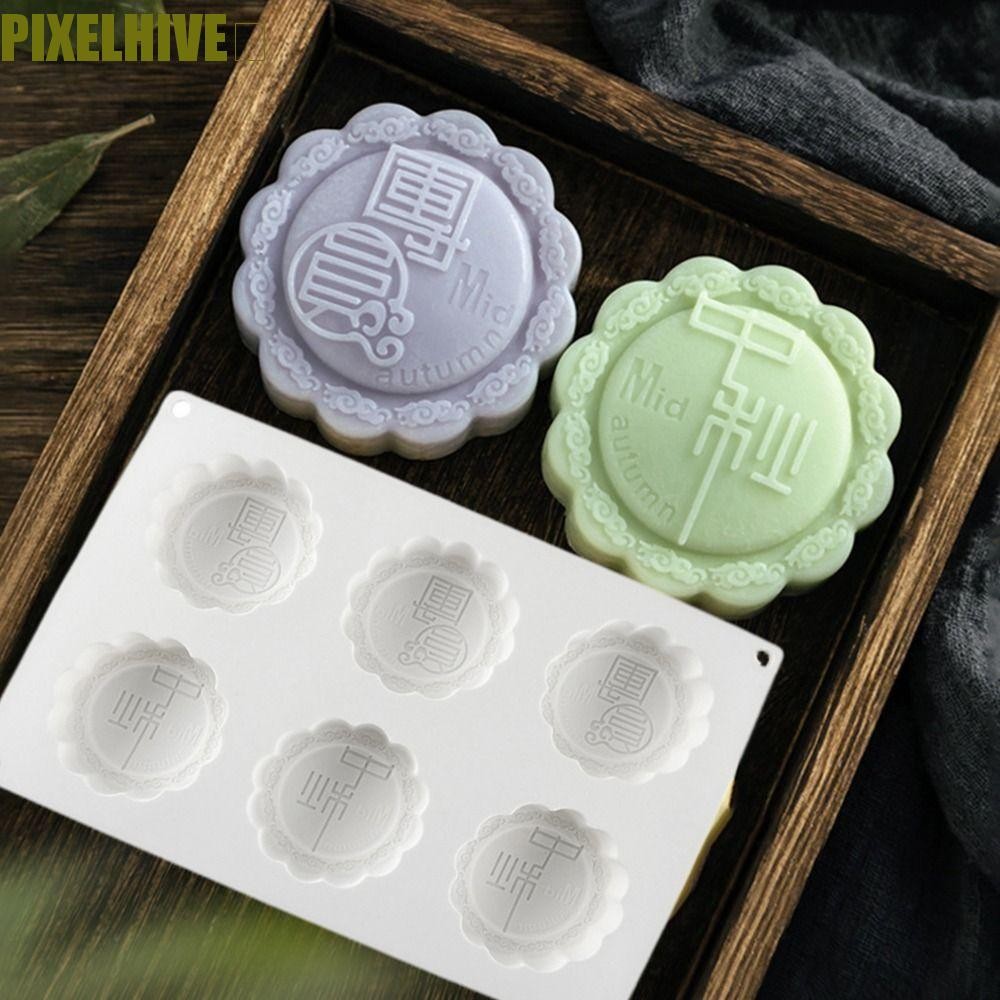 PIXELHIVE Silicone Mooncake Molds, Easy Release Food-Grade Mooncake ...
