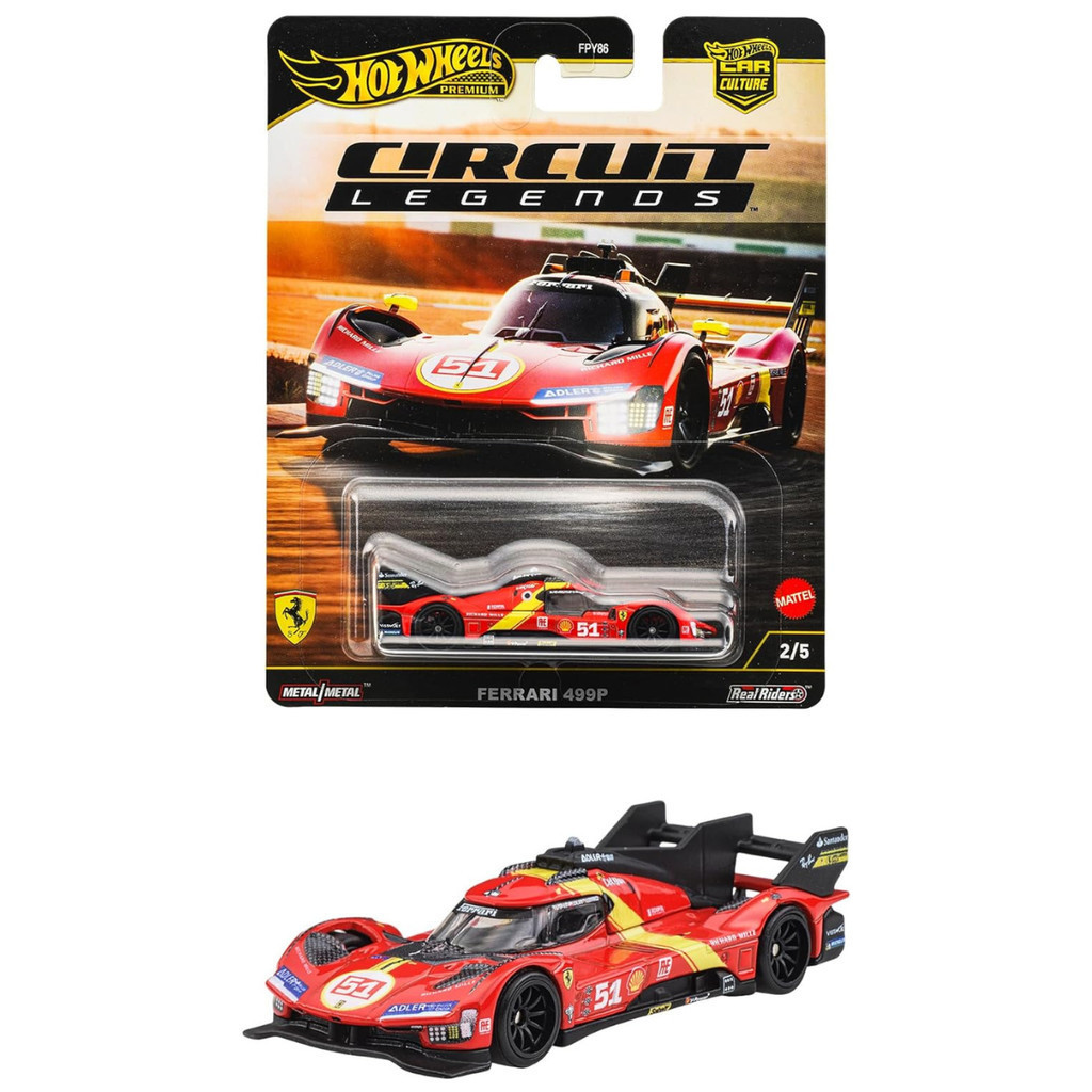 MERAH Hot Wheels Premium Ferrari 499P Circuit Legends Red Racing ...