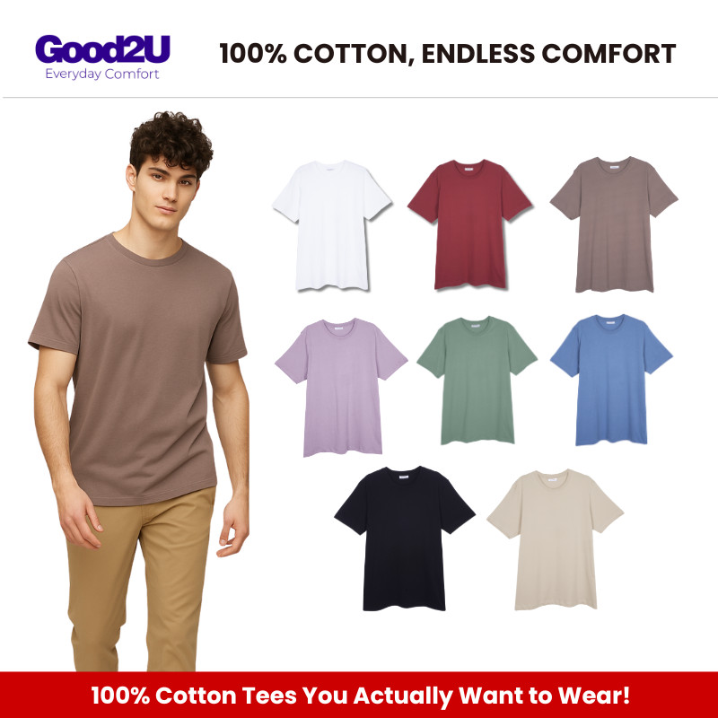 [GOOD2U] Plein Kotton Men Short Sleeve Crew Neck T-Shirt | Shopee Malaysia