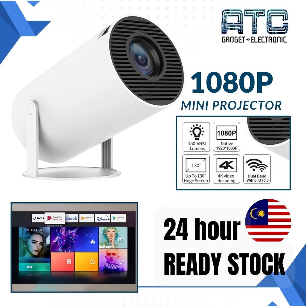 ATC HY300 Mini Projector |Wireless WiFi 6 & Bluetooth |Android 11 LED ...
