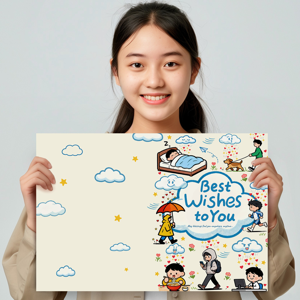 Jumbo Size Cute Cartoon Farewell Best Wishes Greeting Card for Team ...