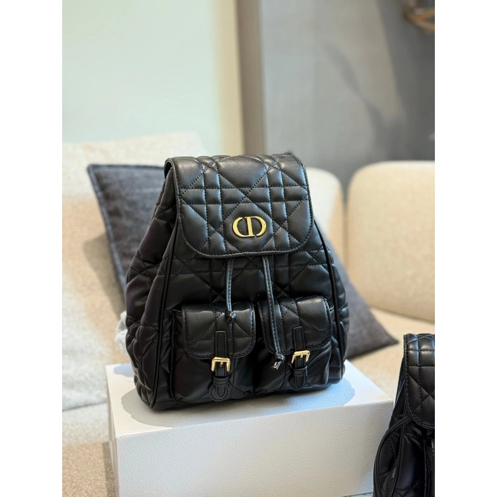 Dior Dior 2025 New Style Caro Flap Drawstring Sheepskin Backpack ...