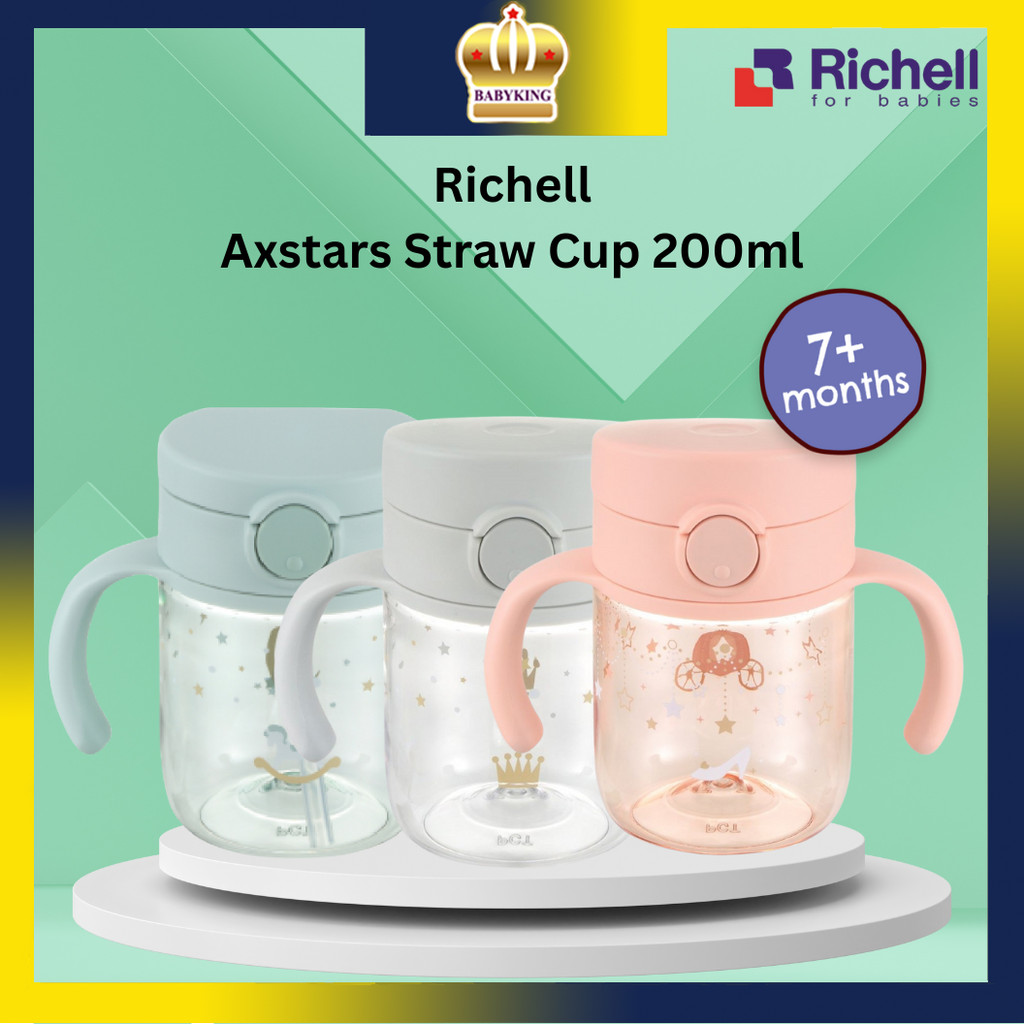Original Richell Axstars Straw Cup Botol Air Water Bottle (200ml x 7m ...