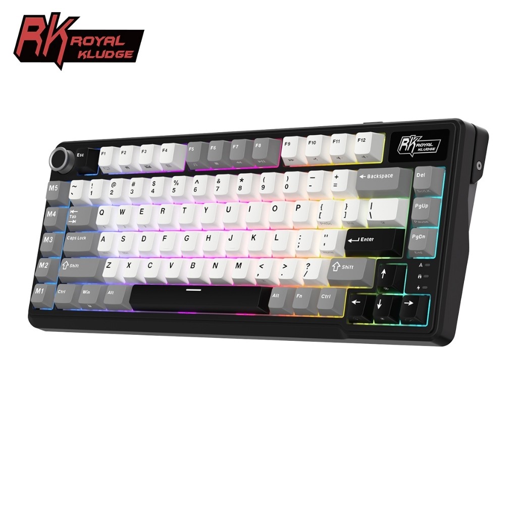 Royal Kludge RK L75 Knight Black 85 Key Diy TriMode RGB Wired Bluetooth ...