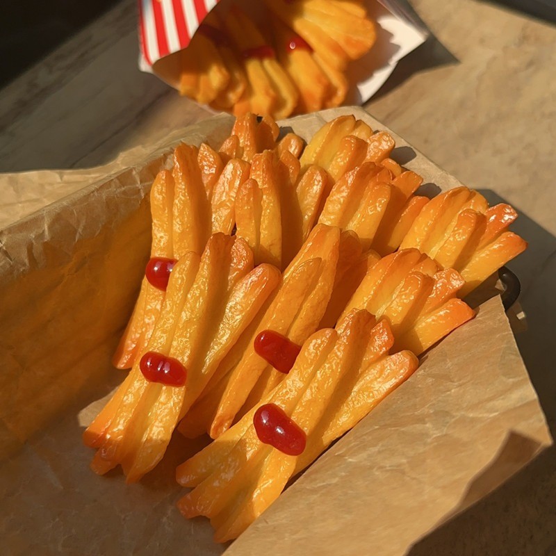 Artificial French Fries Chunks Tomato Sauce Fries Models Fake PVC ...